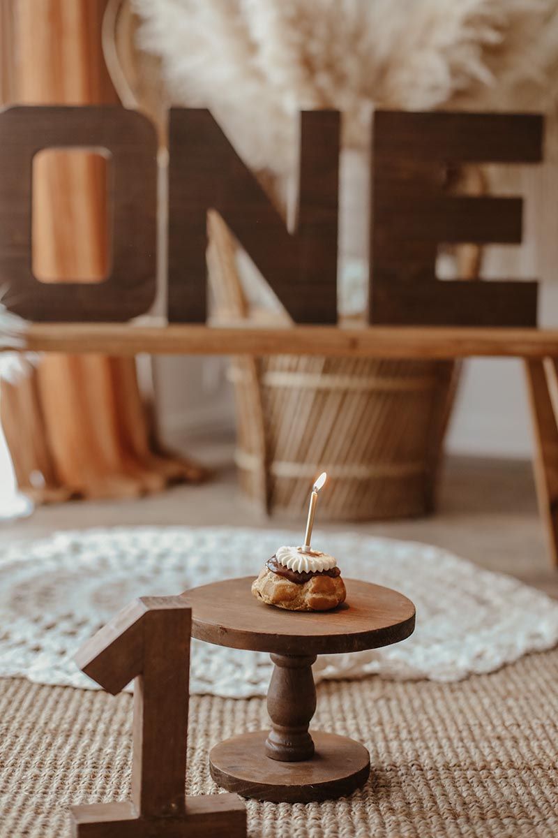 Large brown ONE letters