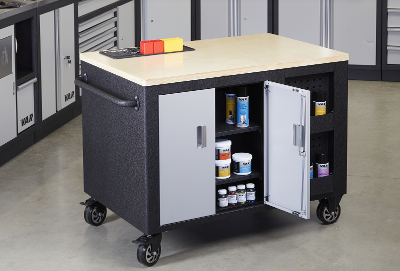 Large rolling workbench 10 drawers 2 doors - 120x80cm