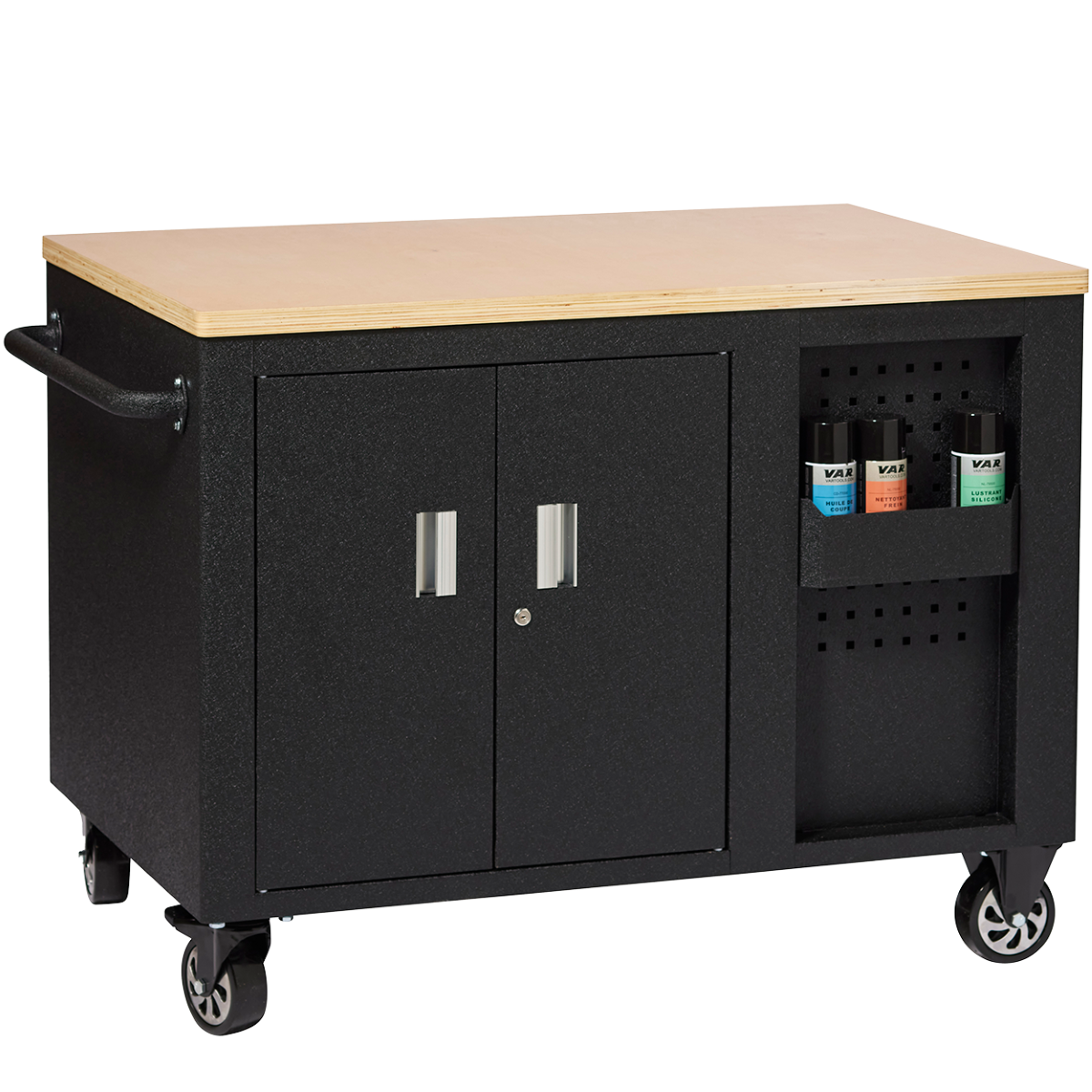 Large rolling workbench 10 drawers 2 doors - full black series