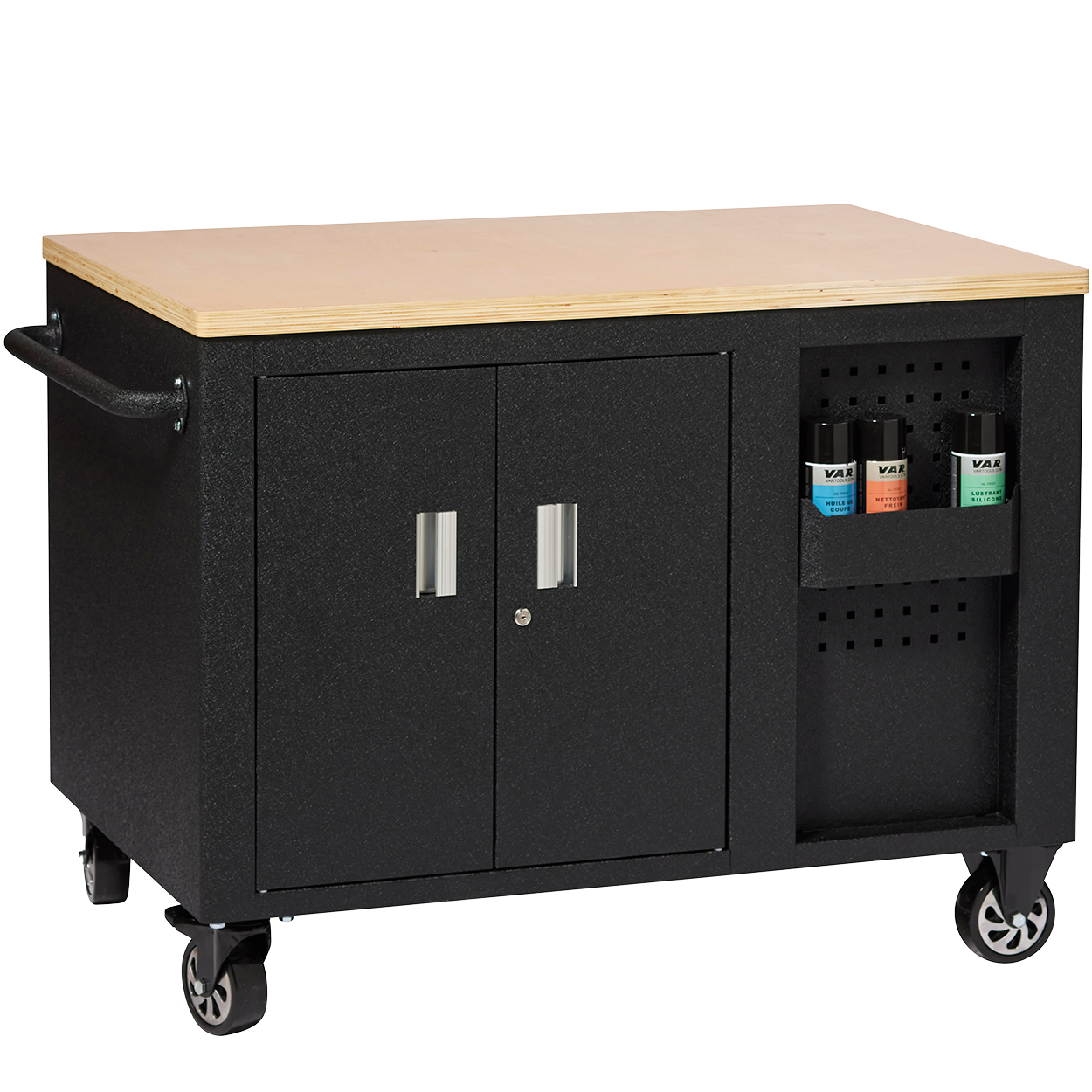 Large rolling workbench 10 drawers 2 doors - full black series