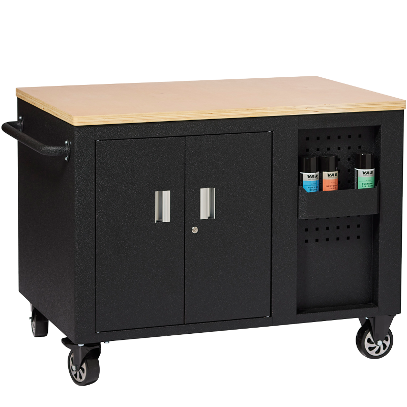 Large rolling workbench 10 drawers 2 doors - full black series