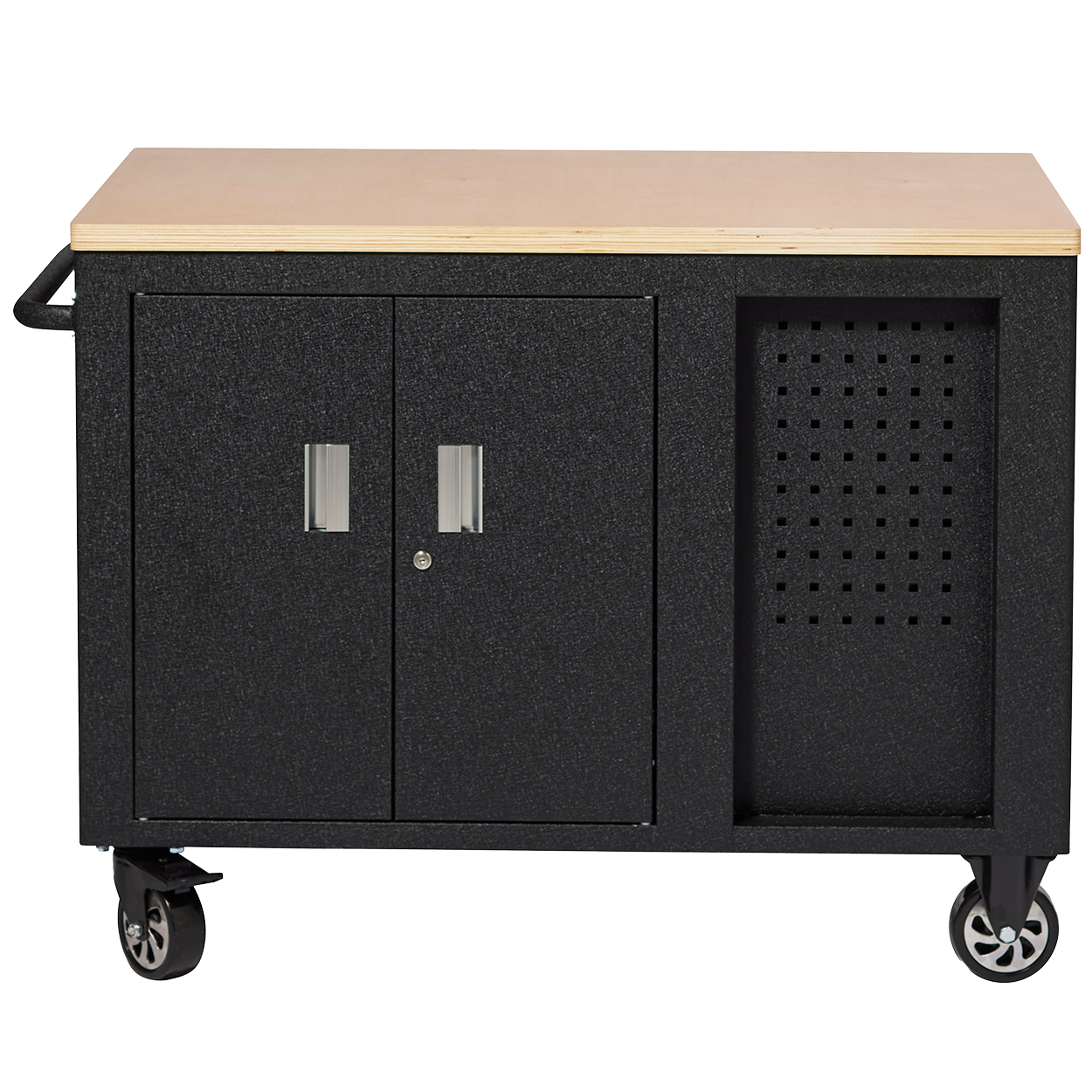 Large rolling workbench 10 drawers 2 doors - full black series