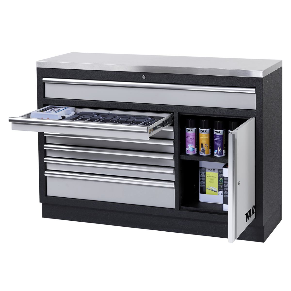 Large drawer cabinet - 7 drawers 1 door - without stainless top