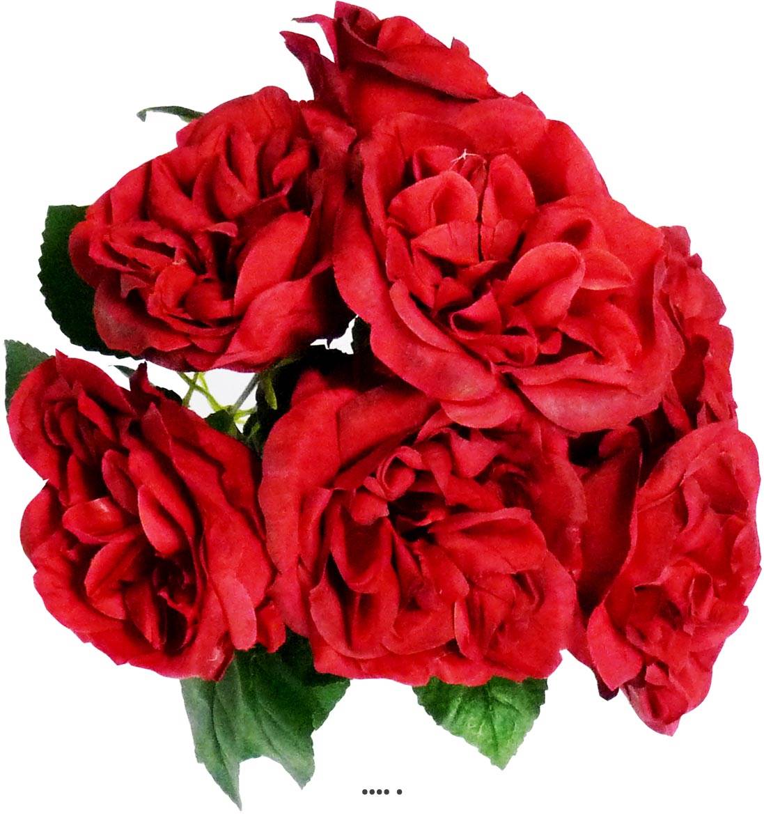 Bouquet de 7 Roses artificielles en piquet et feuillage Hauteur 42 cm ...