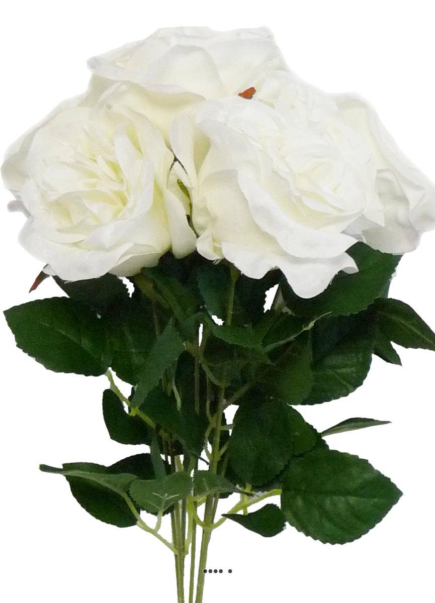 Bouquet de 7 Roses artificielles en piquet et feuillage Hauteur 42 cm ...